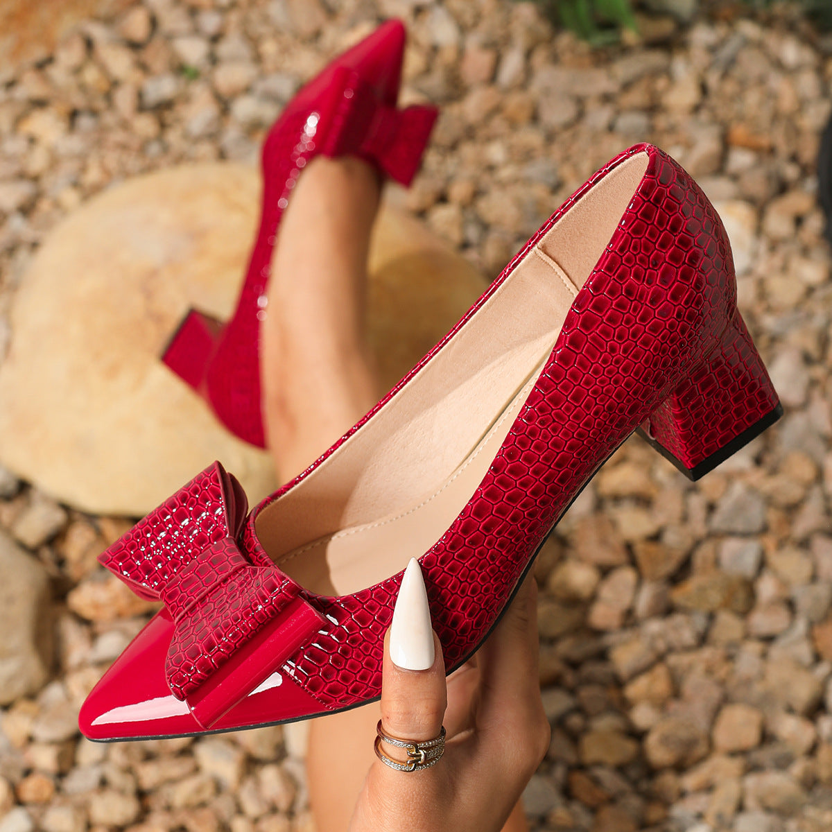 VALENCIA BOW BLOCK HEELS – MAISONVALE